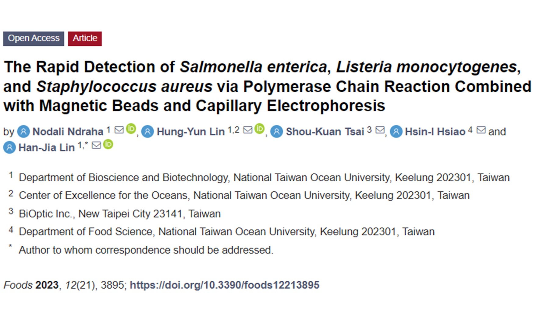 The Rapid Detection of Salmonella enterica, Listeria monocytogenes, and ...
